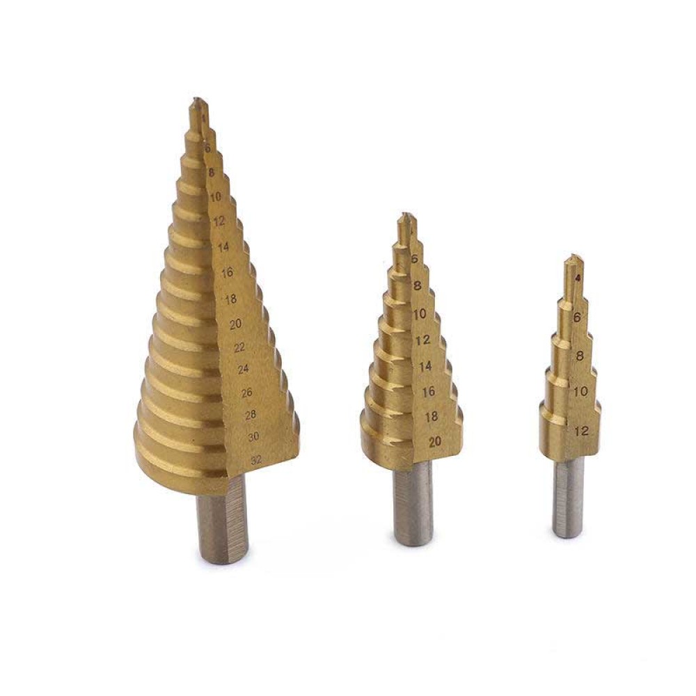 Triangle shank straight groove step drills pagoda drill metal reamer 4 ...