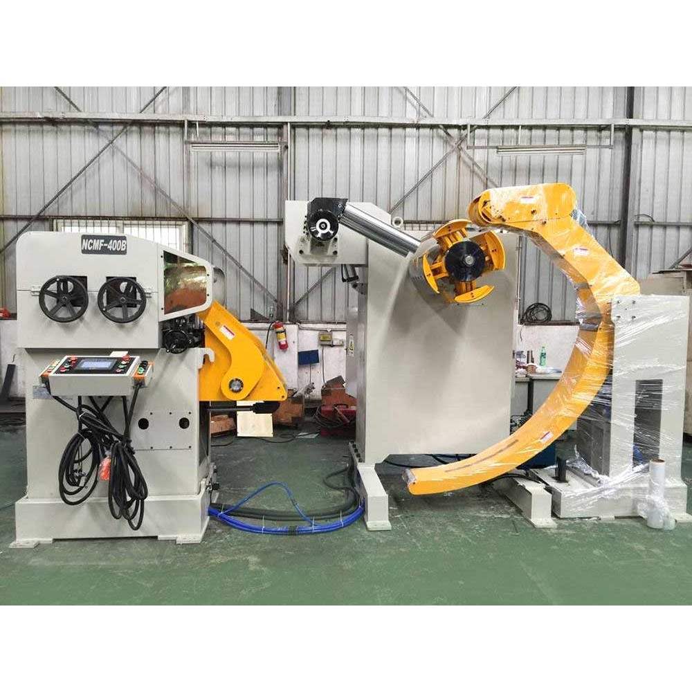 Steel automatic mandrel decoiler servo roll feeder system leveler and ...