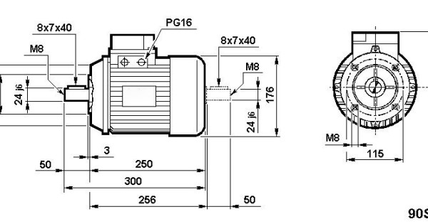 AC Motor TN90S 4 Pole 1.1kW 1500RPM B14 Flange