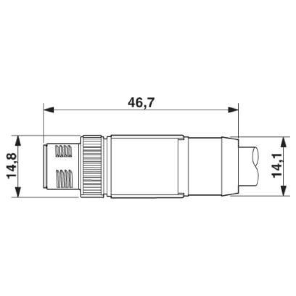 M12 12 Pole Cable L=3000mm MALE-FEMALE Straight Shielded