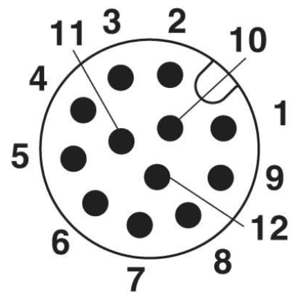 M12 12 Pole Cable L=3000mm MALE-FEMALE Straight Shielded