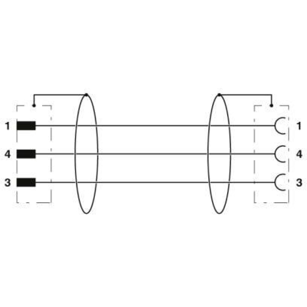 M8 3 Pole Shielded Cable, Male-Female, 3 Meter Length, Straight