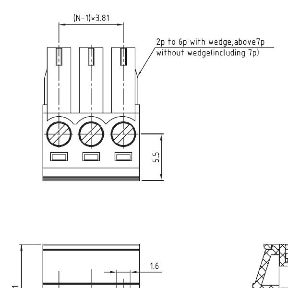 4 pole Pluggable Screw Terminal pitch 3.81mm 1pc