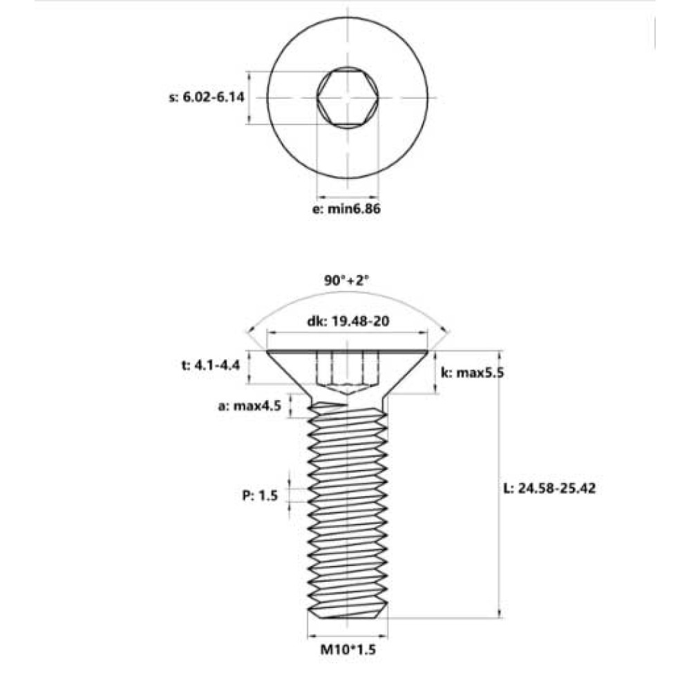 Carbon Steel Grade 8 Flat Head Countersunk Socket Screw