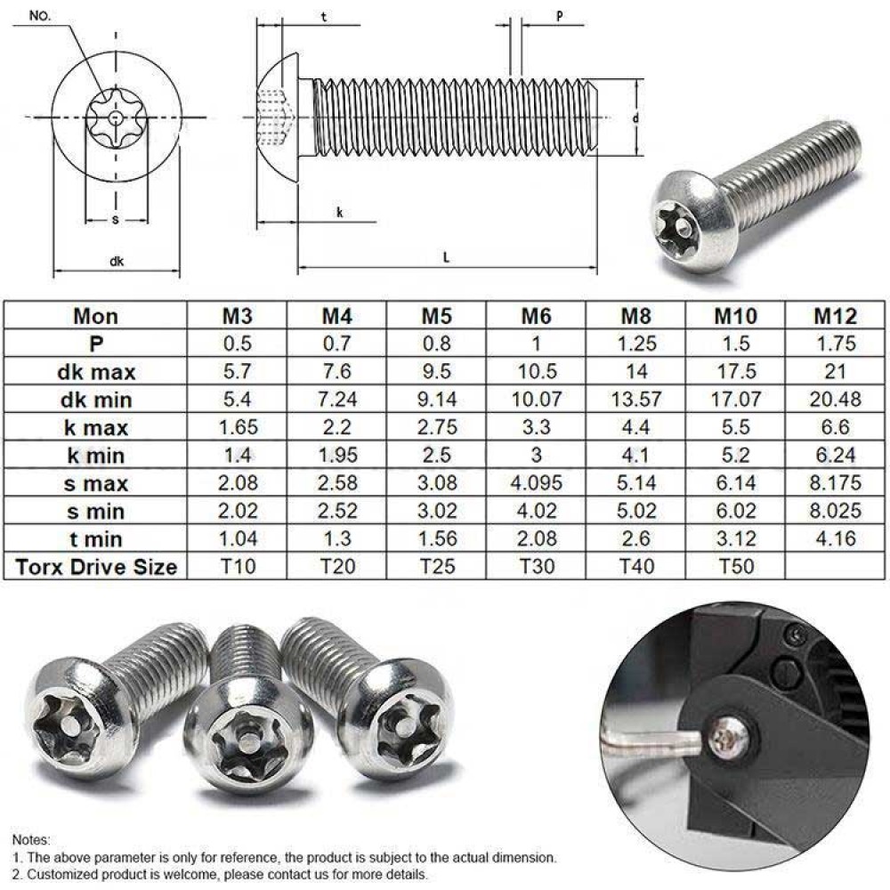 Anti-Theft Torx Countersunk Pan Head Security Screws