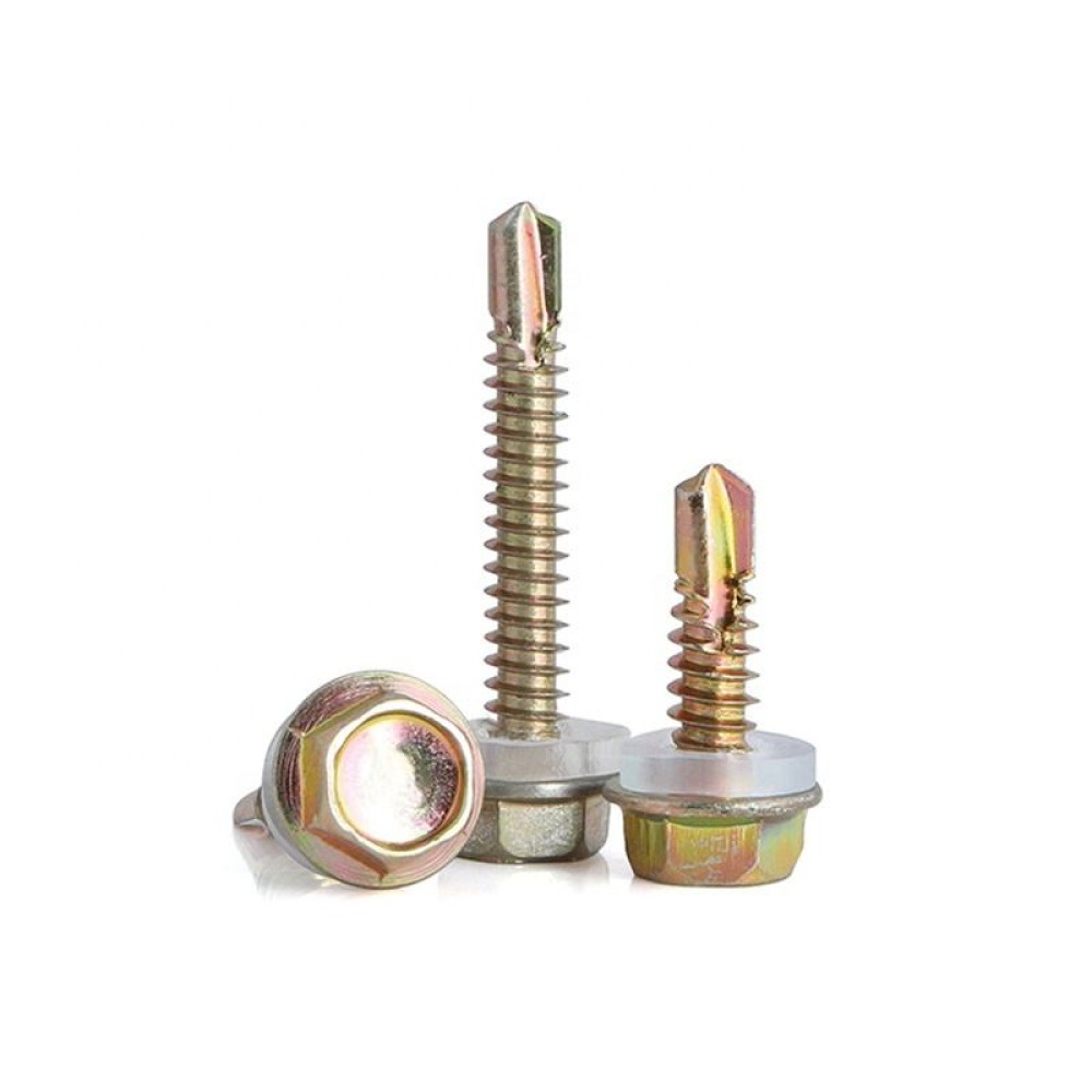 Yellow Zinc Hex Head Washer Tek Self-Tapping Drilling Screw
