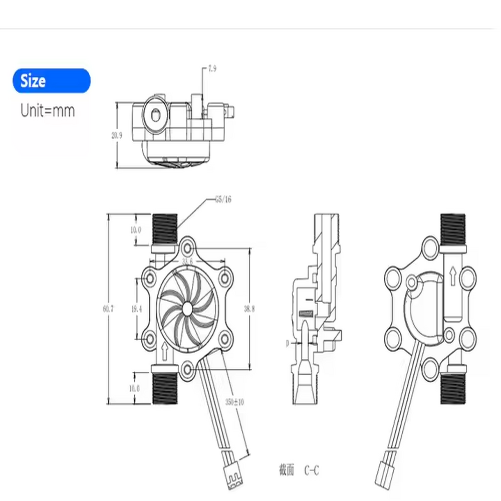 Food Grade Plastic 1/2" 3/4" 1/4" OEM Turbine Flow Sensor Hall Effect 4 ...
