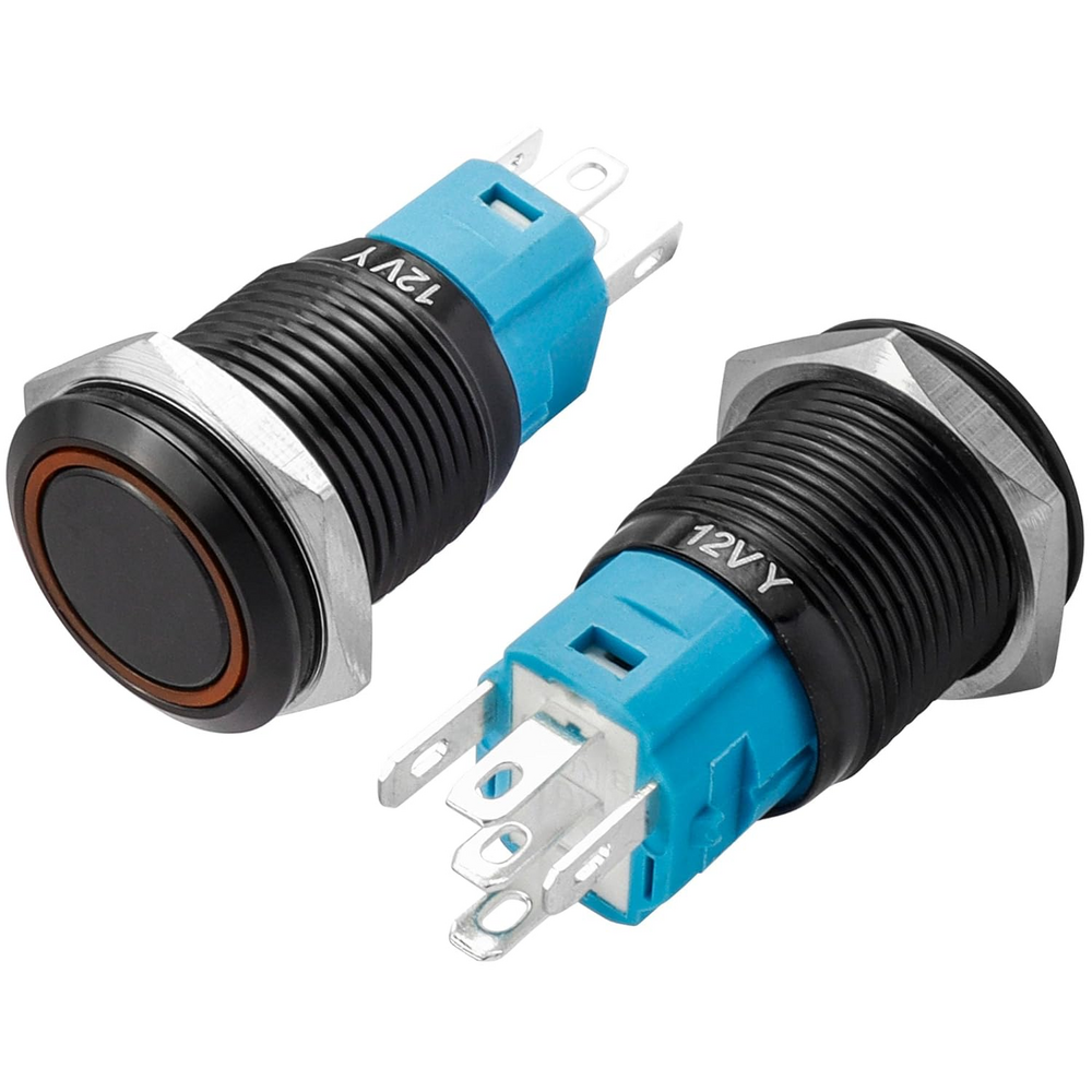 Spring Loaded Push Button Switch, 2Pcs Yellow Led Momentary Switch 5 ...