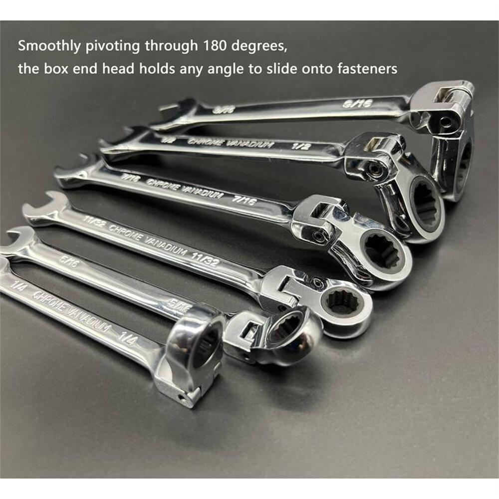 8-19mm 180° Movable Head Double-ended Wrench With Ratchet Dual-Use ...