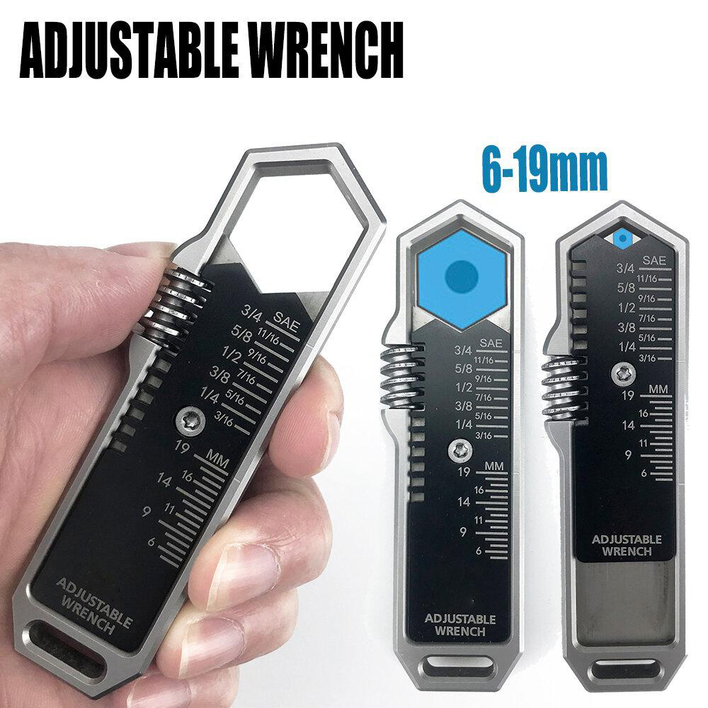EDC Adjustable Wrench Multitool with 25 SAE and Metric Sizes One-Handed ...
