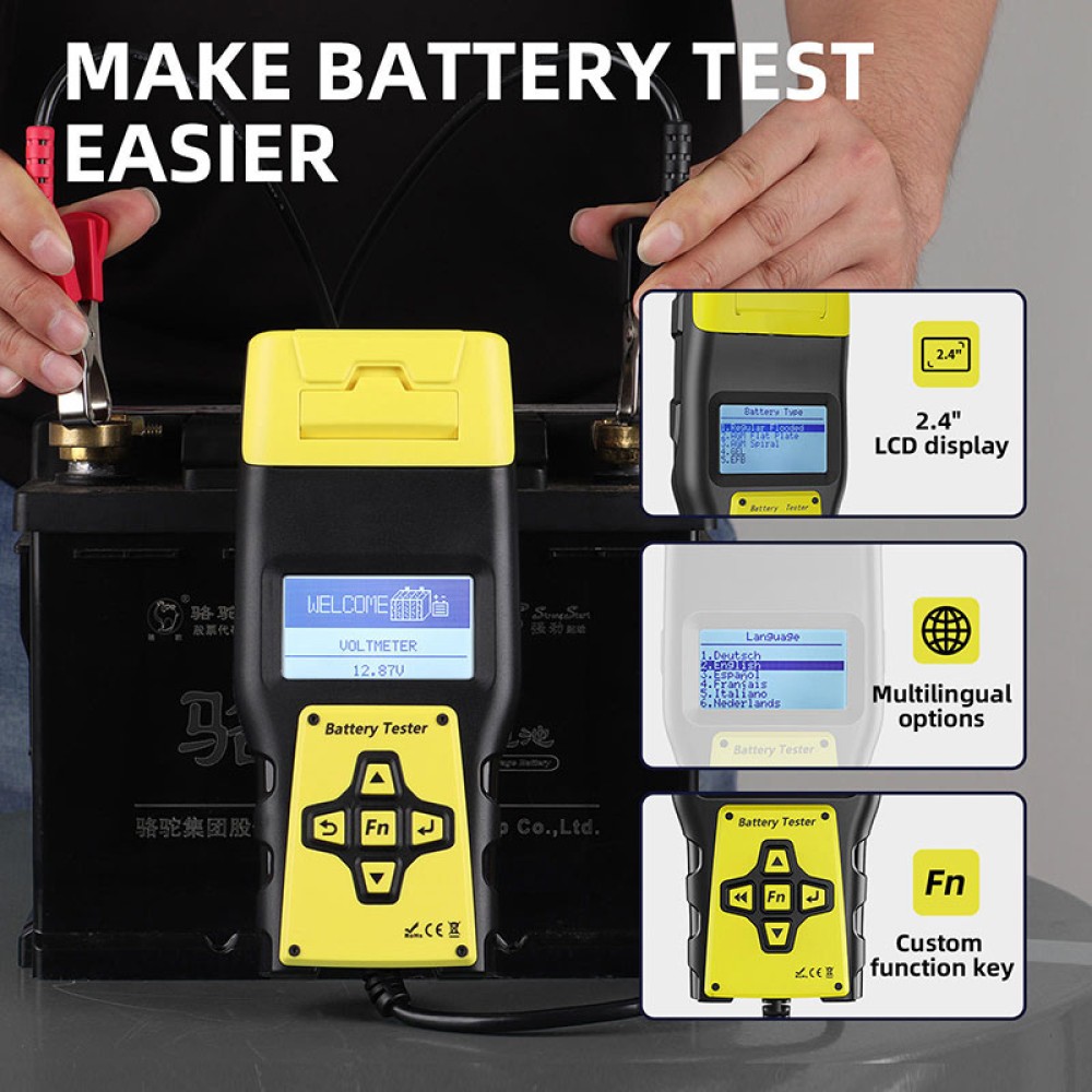 Battery Health And Charge Testing 12V Intelligent Battery Tester lead ...