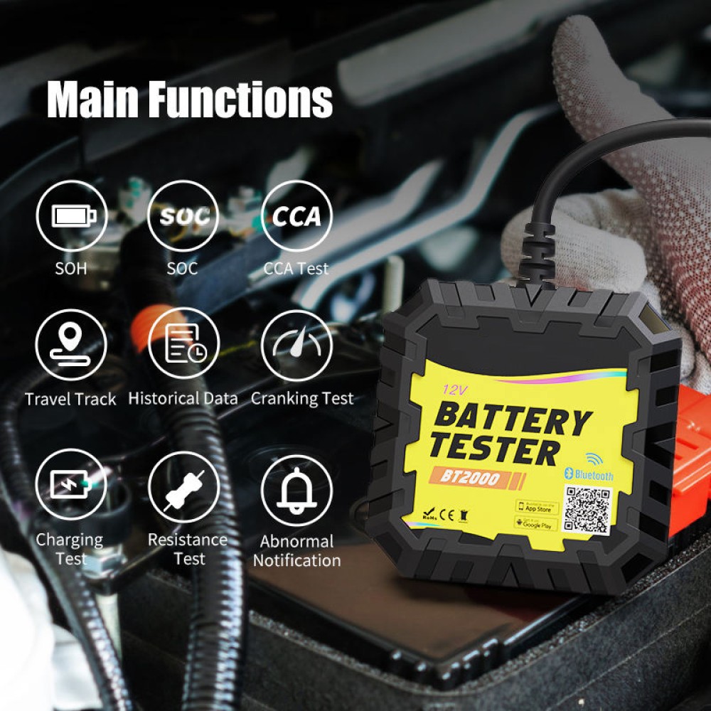 Car Battery Tester BT2000 Automotive 12V Scanner Bluetooths 4.0 Battery ...