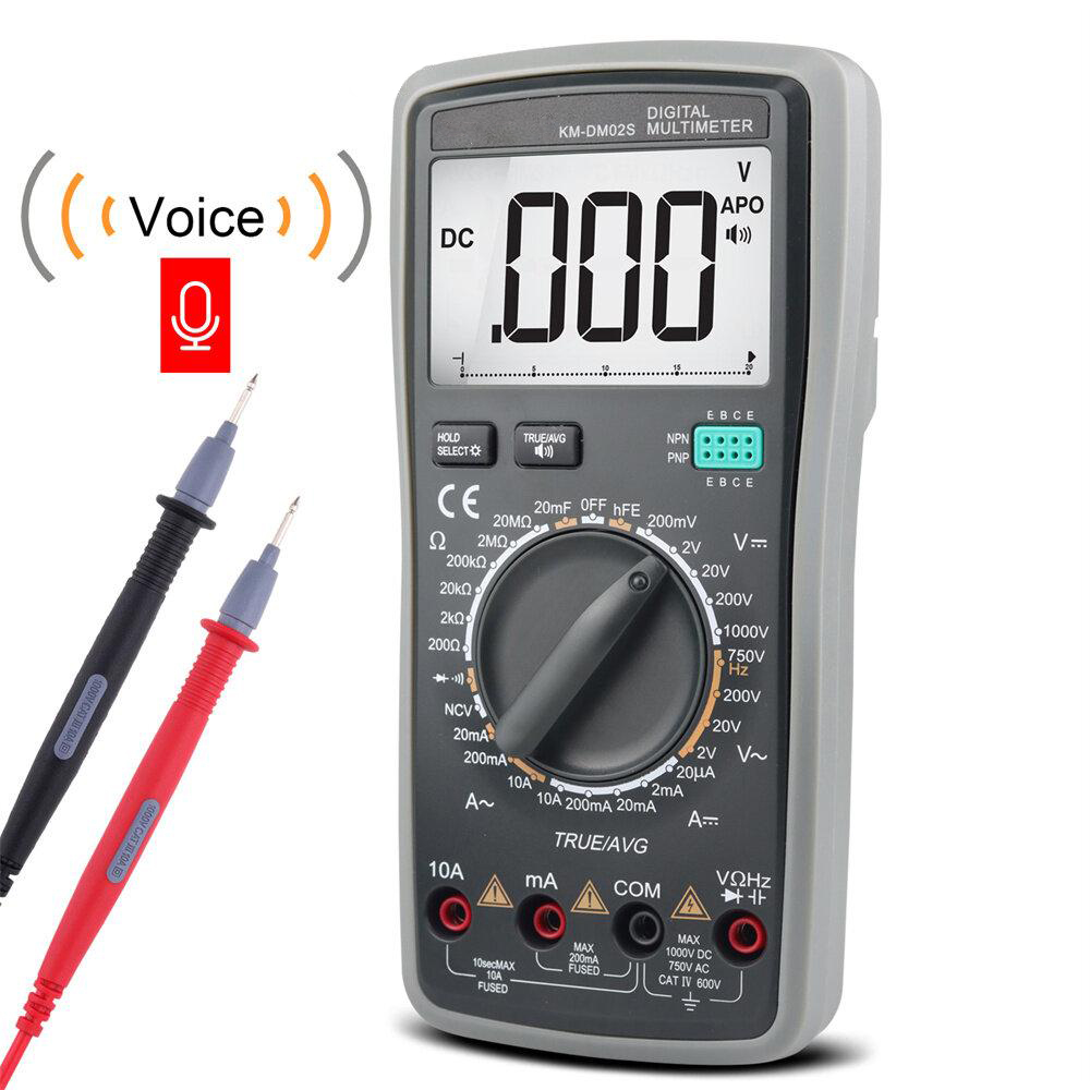 KM-DM02S Digital Multimeter with Voice Broadcast True RMS Measurement ...