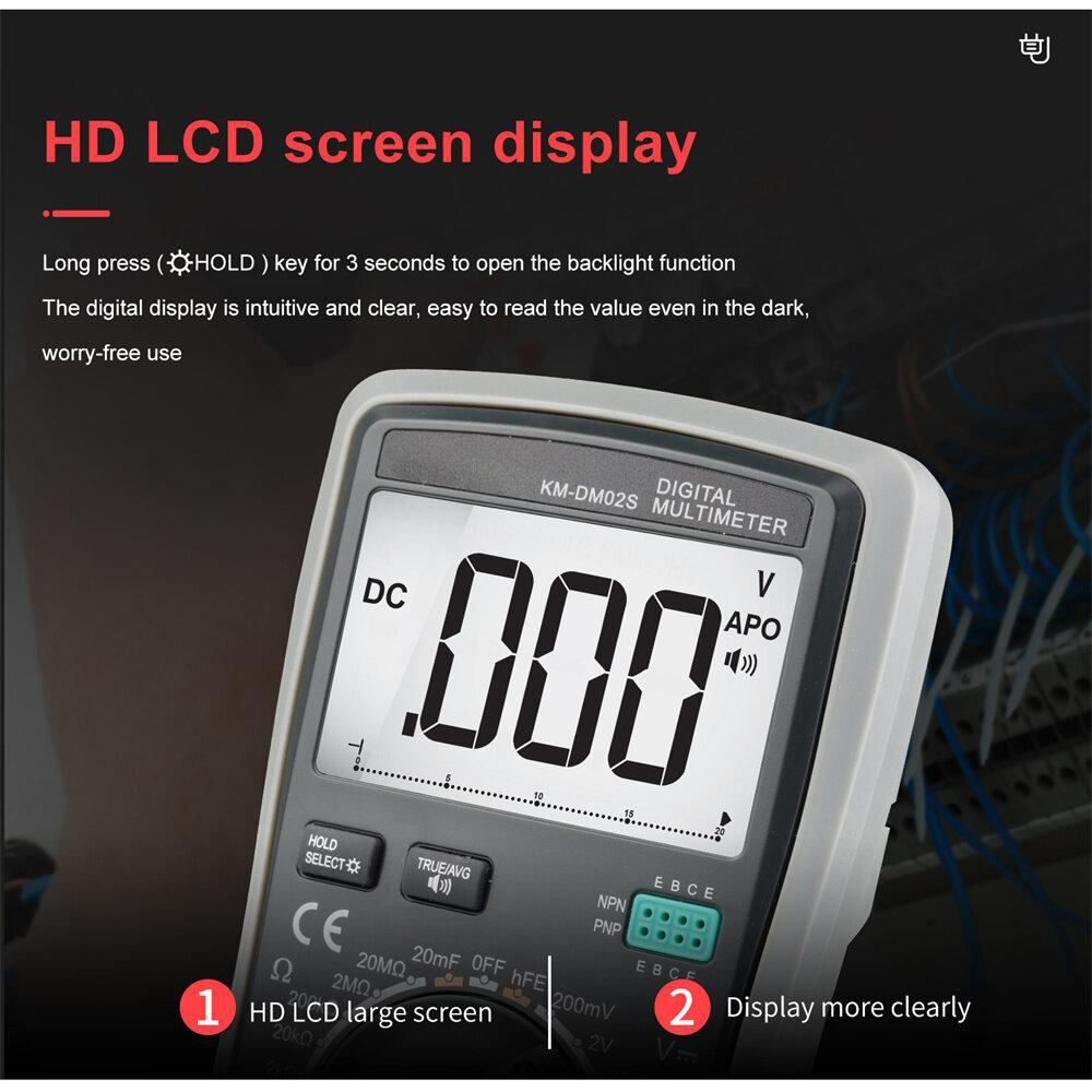 KM-DM02S Digital Multimeter with Voice Broadcast True RMS Measurement ...