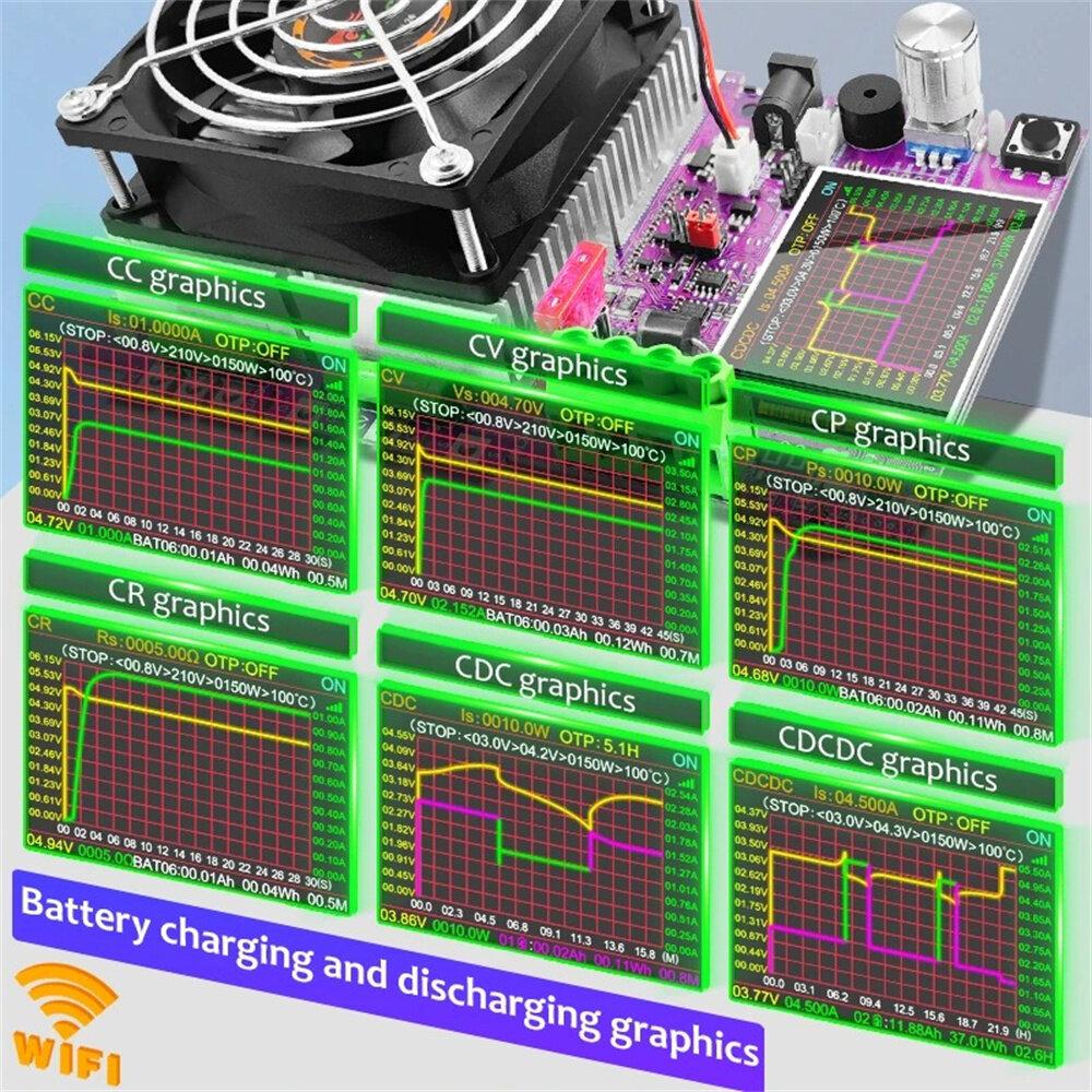 150W Tuya WiFi Smart Power Electronic Load Tester DC USB 18650 Voltage ...