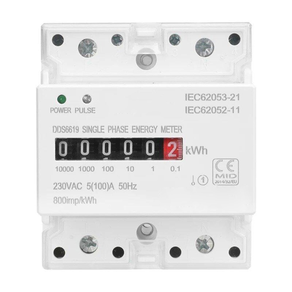 Din Rail Single Phase Electronic Energy Meter AC 220V 100A