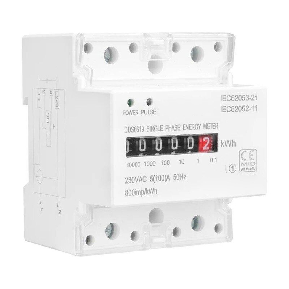 Din Rail Single Phase Electronic Energy Meter AC 220V 100A