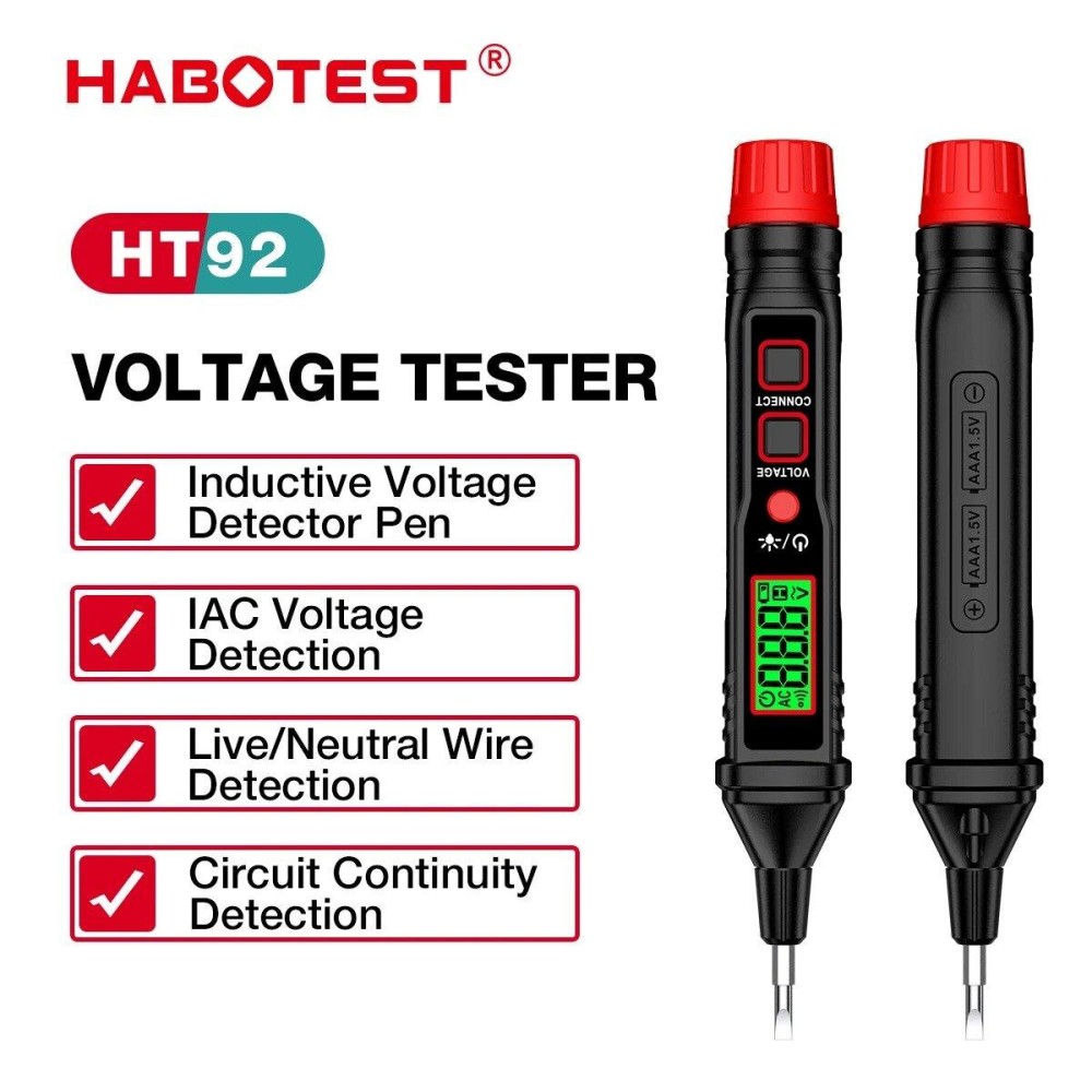 HT92 Pen Type Voltage Tester AC12-300V Indicator Backlight