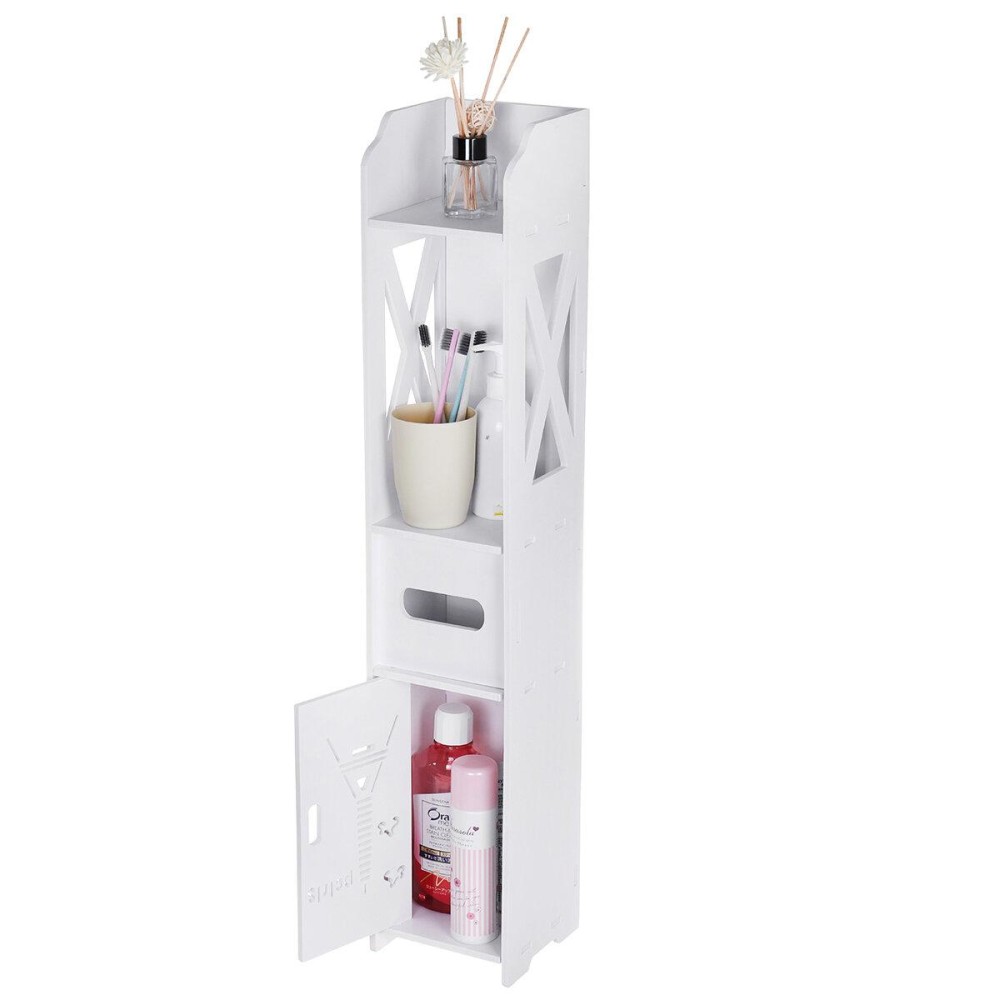 Small Bathroom Toilet Storage Cabinet Waterproof Organizer Standing ...