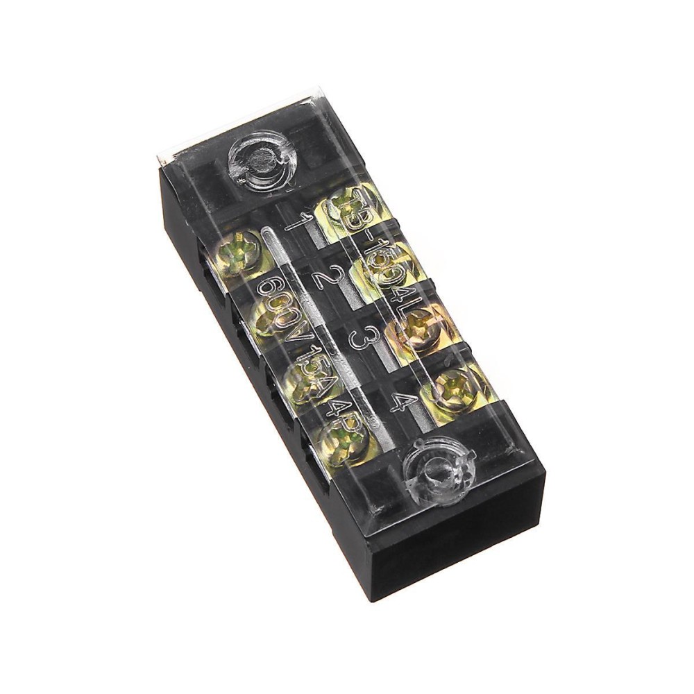 600V 15A Dual Rows 4 Position Screw Terminal Strip