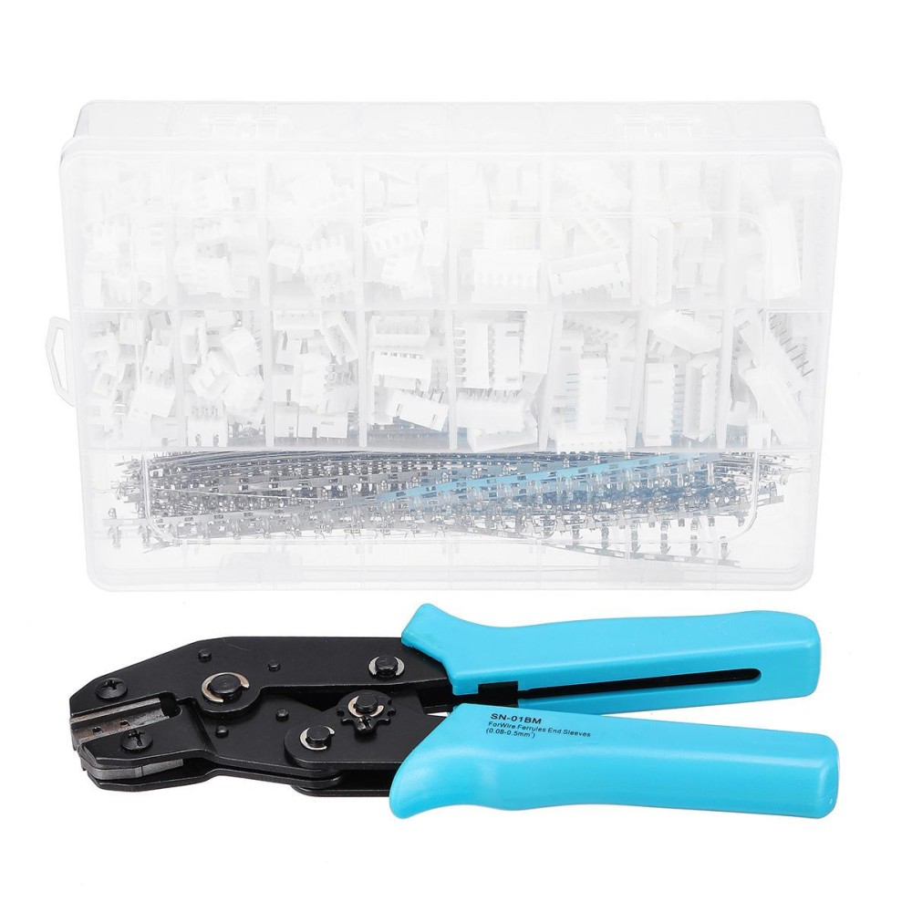 900pcs JST-XH 2.54mm Wire Connector Terminal Kit Crimping Tool Crimper ...