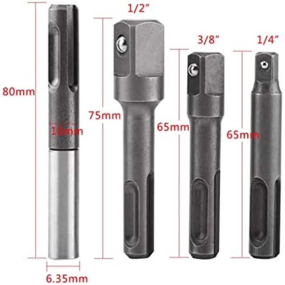 4PCS SDS Plus to 1/4 inch Hex Adapter with Drill Bit Extension for ...