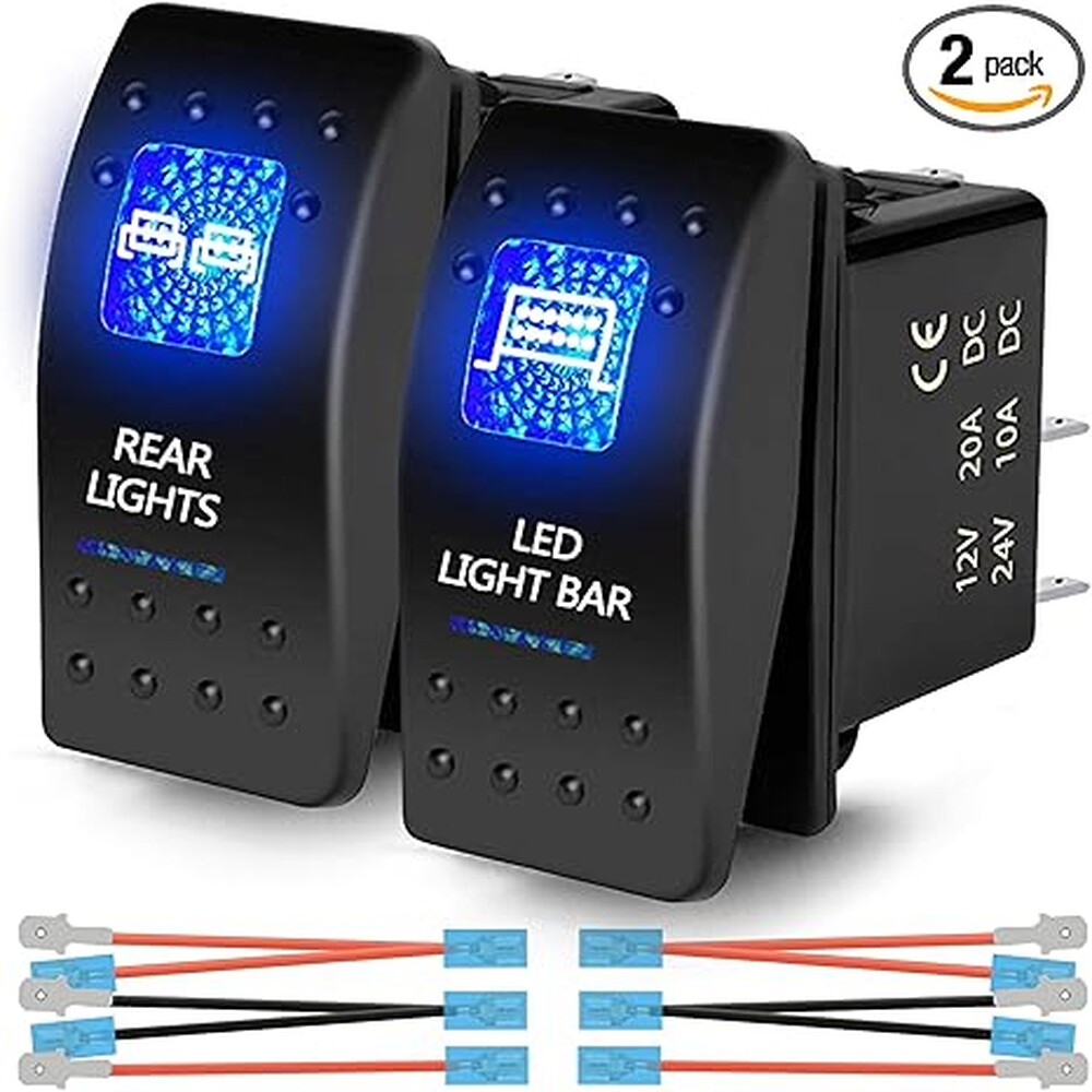 3-Pin Blue UTV LED Automotive Rocker Switches