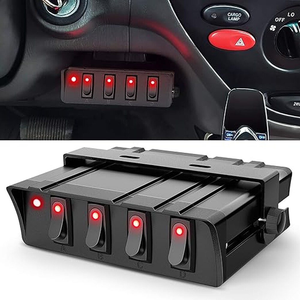 4 Gang Automotive Rocker Switches Box SPST Panel 12V 24V 20A Switch ...