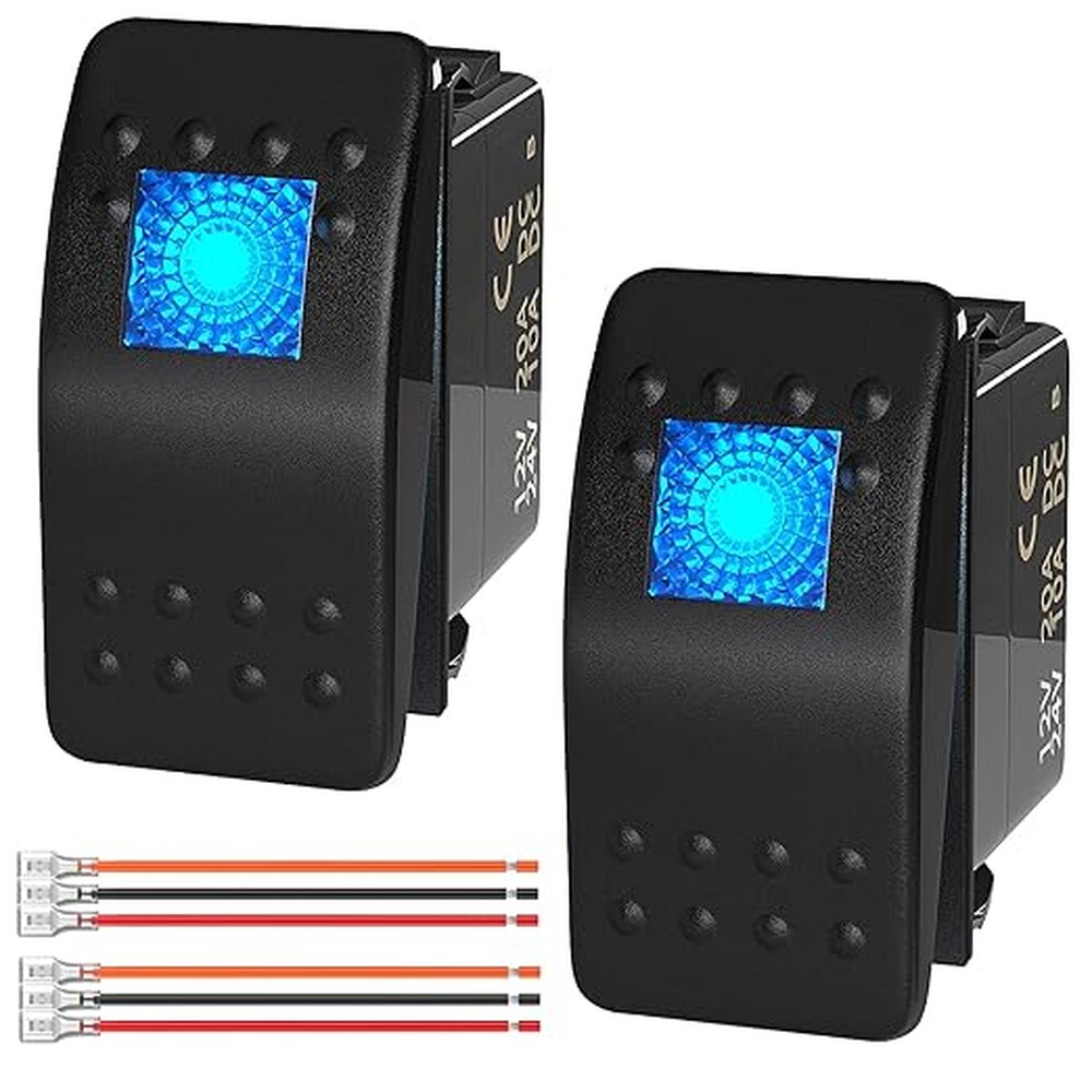 Automotive Rocker Switches 12V 24V Lighted 12 Volt 20A Blue LED 3 Pin ...
