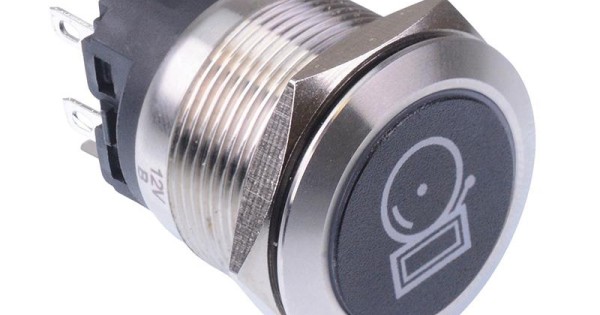 Alarm' Blue LED Latching 22mm Vandal Push Button Switch