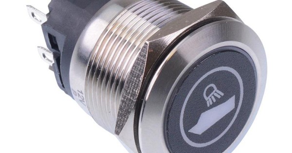 Boat Deck Light (Mirrored)' Red LED Latching 22mm Vandal Push Button ...