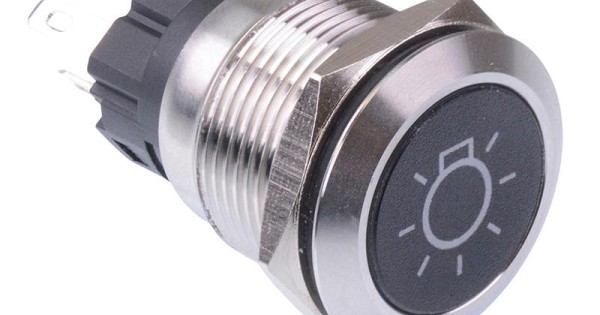 Cabin Light' Red LED Latching 19mm Vandal Push Button Switch SPDT 12V