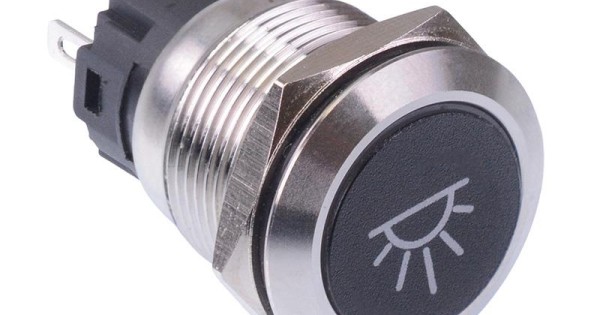 Cockpit / Cabin Light' Red LED Latching 19mm Vandal Push Button Switch ...