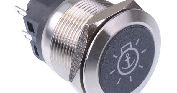Mooring Light' White LED Latching 22mm Vandal Push Button Switch SPDT 12V