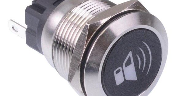 Speaker' Red LED Latching 19mm Vandal Push Button Switch SPDT 12V