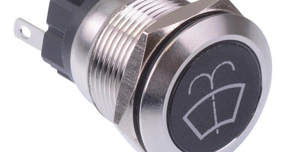 Window Washer' Red LED Momentary 19mm Vandal Push Button Switch SPDT 12V