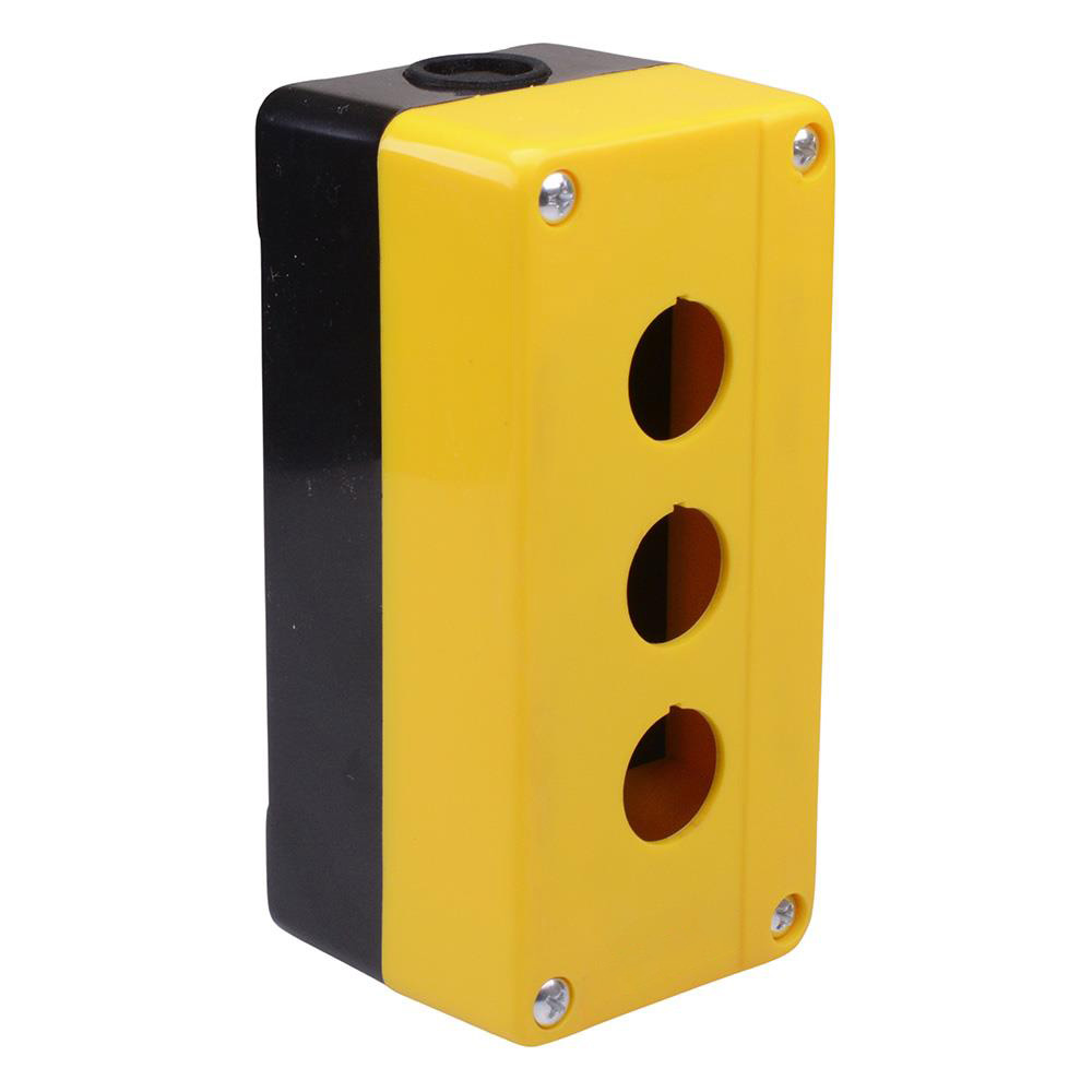 3 Way 22.5mm Push Button Enclosure PtecENC3Yellow