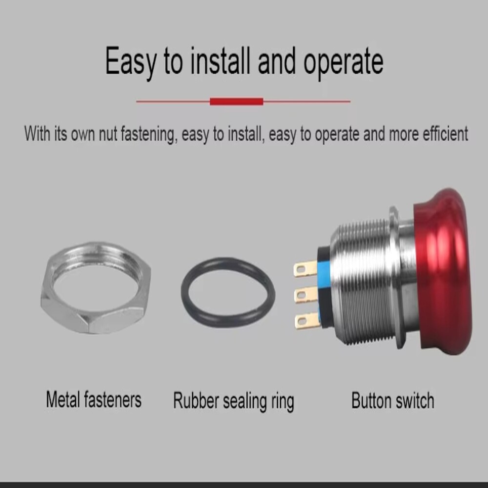 1NO 1NC Waterproof Metal Latching Emergency Stop Switches Mushroom Push Button Switch