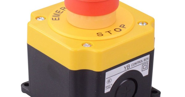 22mm Emergency Stop Switch Control Box with Nameplate 2NO-1NC YB1W-YW1B ...