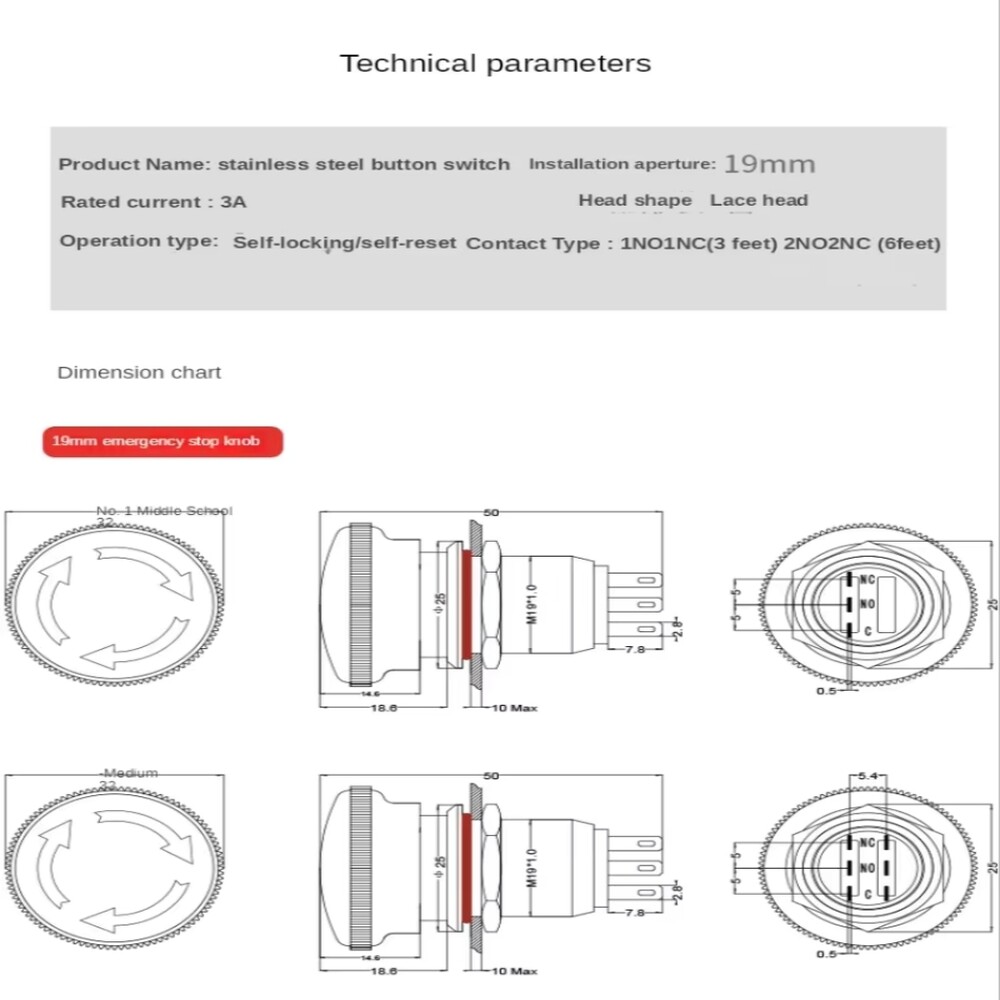 Stainless Steel Rotation-Releasing Rotary Metal Emergency Stop Switches ...