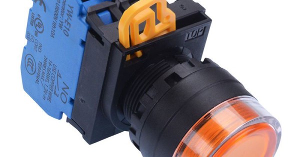 Amber 12V illuminated 22mm Maintained Shrouded Push Button Switch NO ...