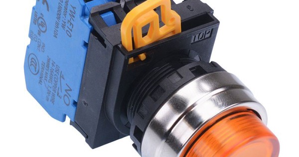 Amber 12V illuminated 22mm Maintained Push Button Switch