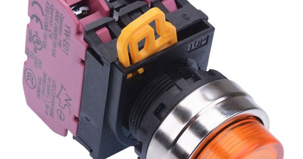Amber 12V illuminated 22mm Metal Bezel Push Button Switch