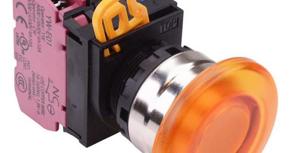 Amber 24V illuminated 22mm Metal Bezel Push Button Switch