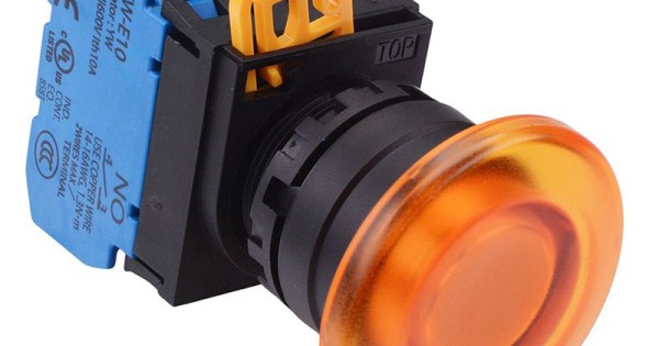 Amber 24V illuminated 22mm Mushroom Push Button Switch