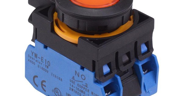 CW1L-A1E20Q3A Amber 12V illuminated Maintained Push Button Switch 2NO IP65