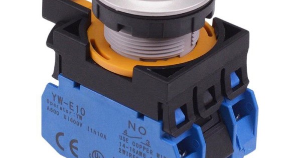 CW4L-A1E20Q3A Amber 12V illuminated Maintained Push Button Switch 2NO IP65
