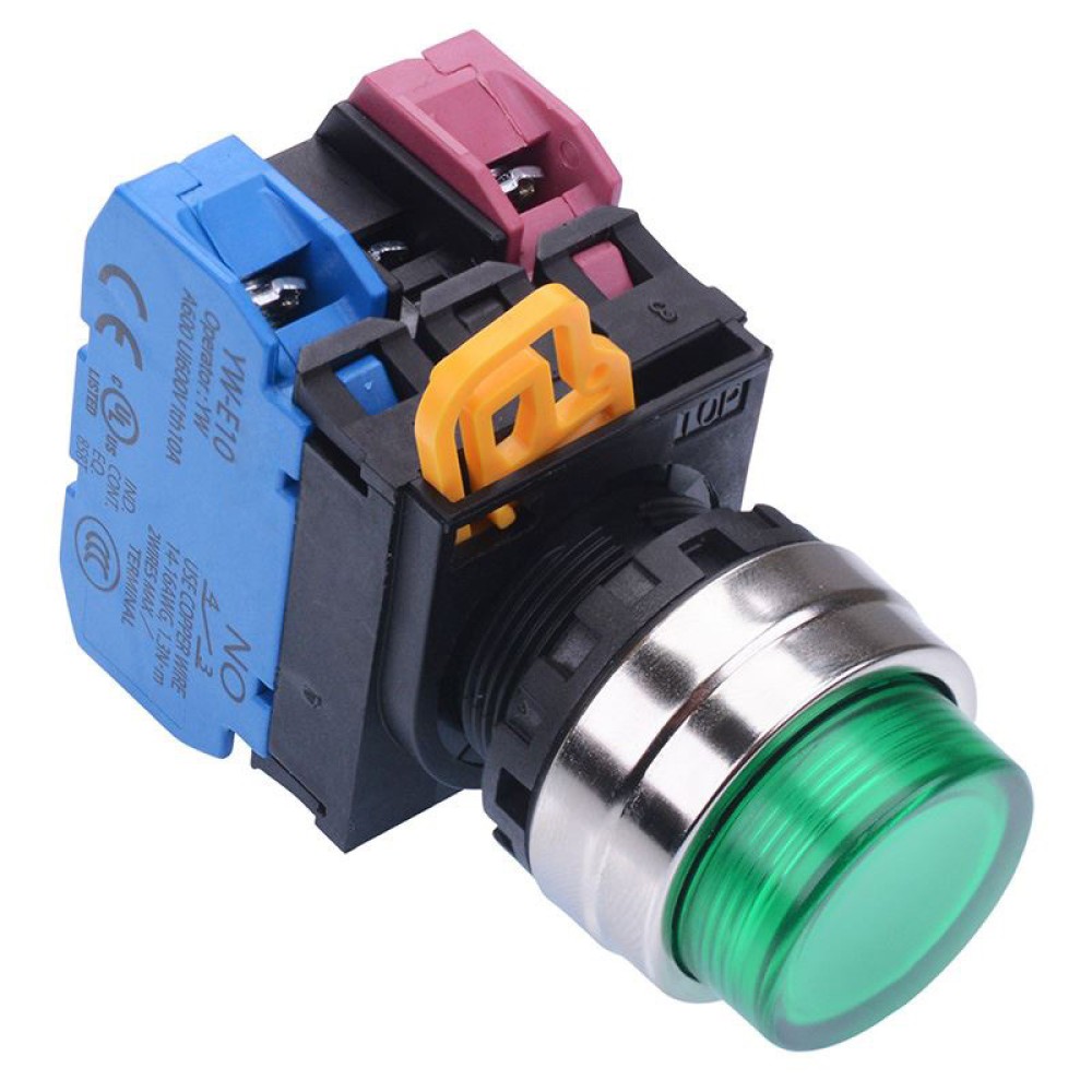 Green 12V illuminated 22mm Metal Bezel Maintained Push Button Switch ...