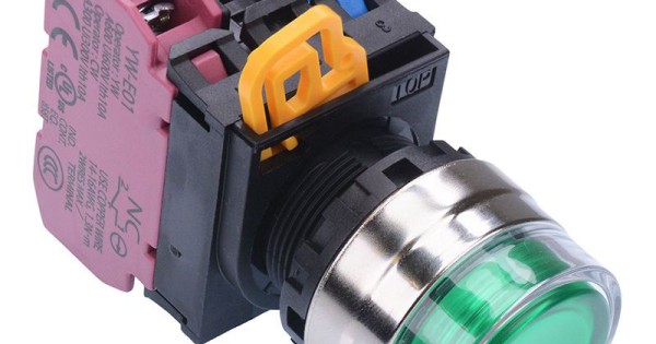 Green 12V illuminated 22mm Metal Bezel Momentary Shrouded Push Button ...