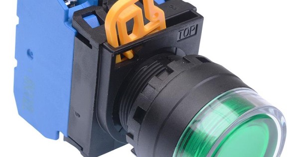 Green 12V illuminated 22mm Momentary Shrouded Push Button Switch 2NO ...